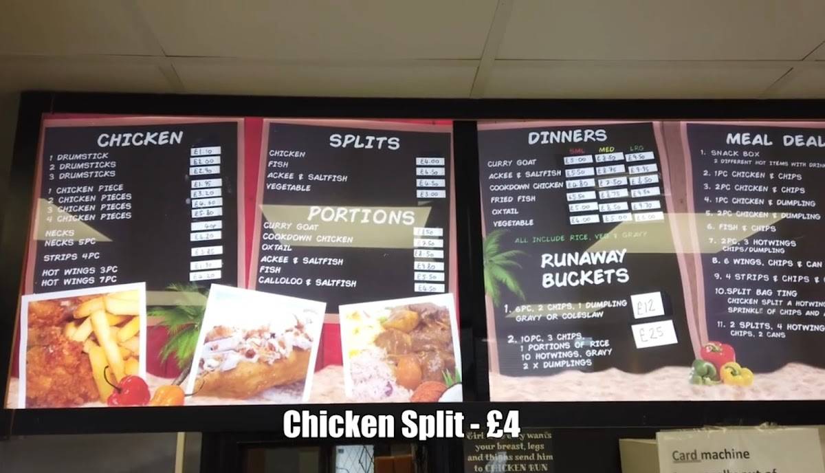 Menu at Chicken Run Manchester fast food, Manchester, 6 Yarburgh St