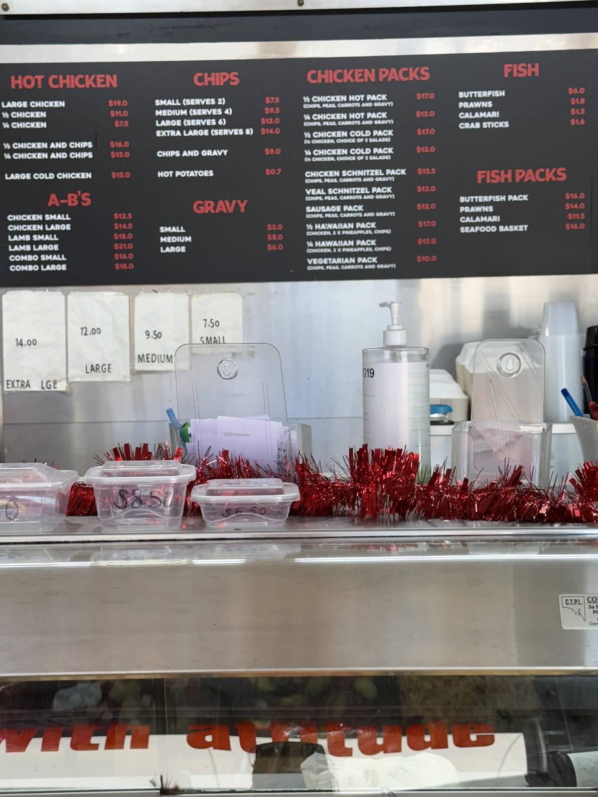 Menu at Chickens With Attitude restaurant, Largs North