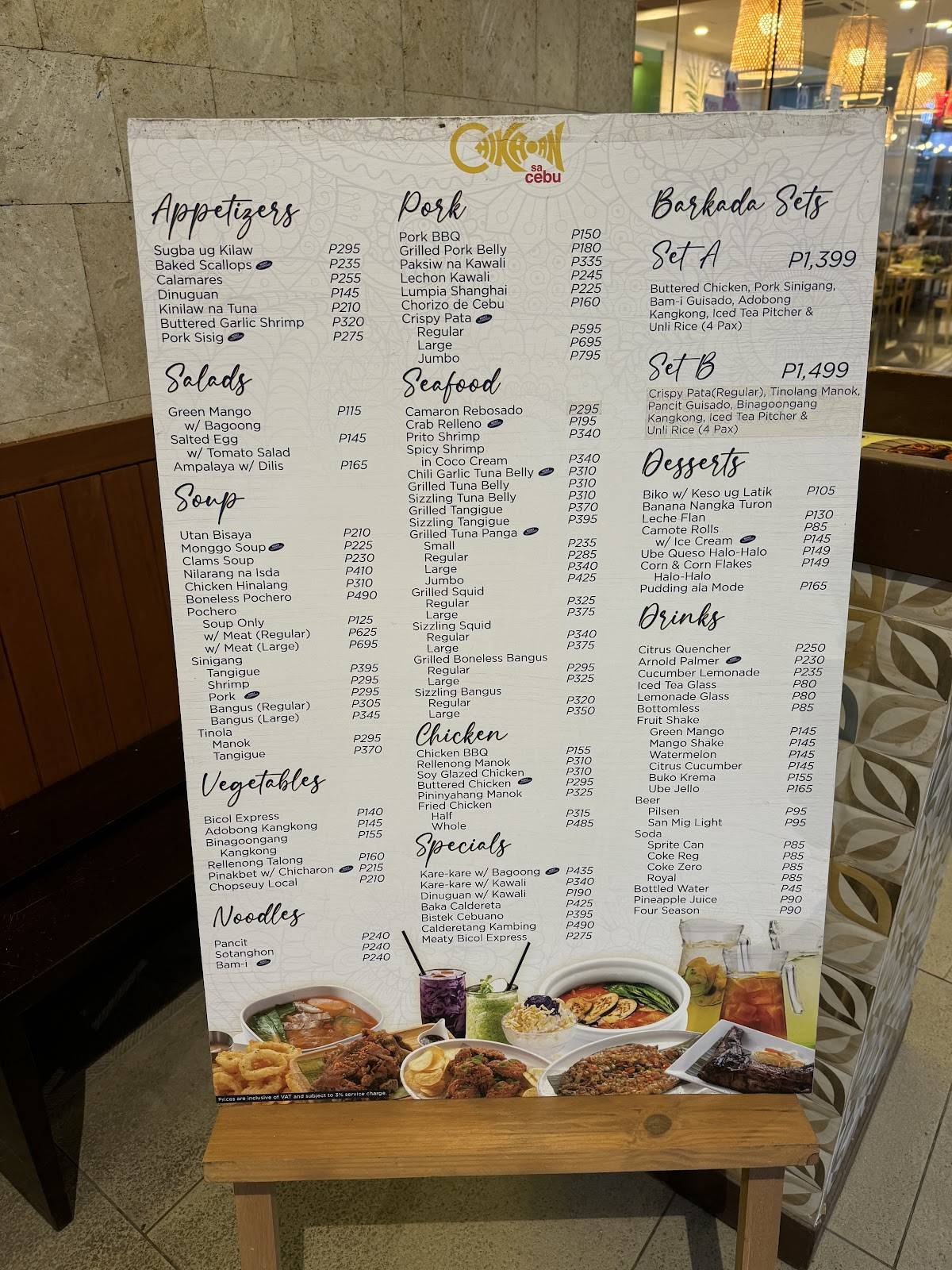 Menu at Chika-an sa Cebu restaurant, Cebu City, 3rd level