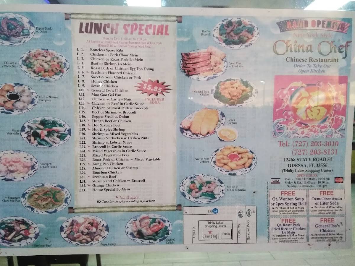Menu at China Chef restaurant, Odessa