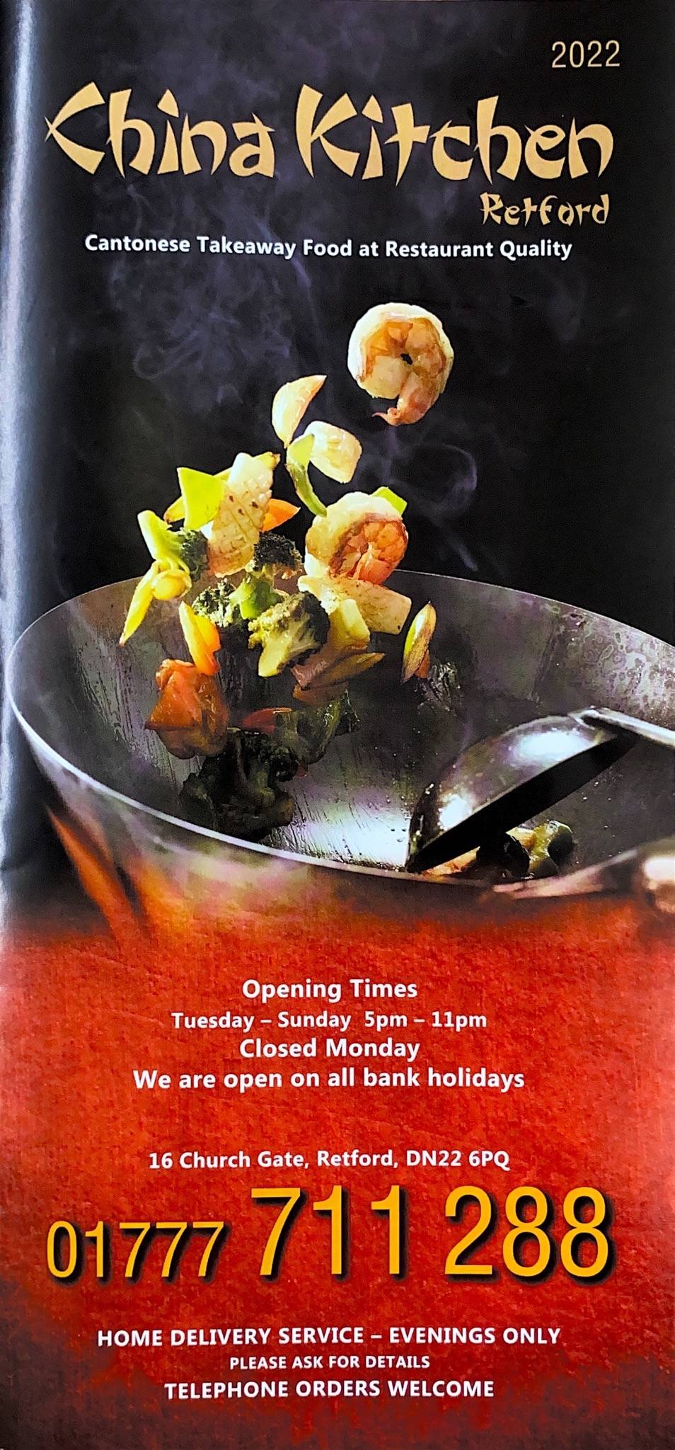 Menu at China Kitchen fast food, Retford
