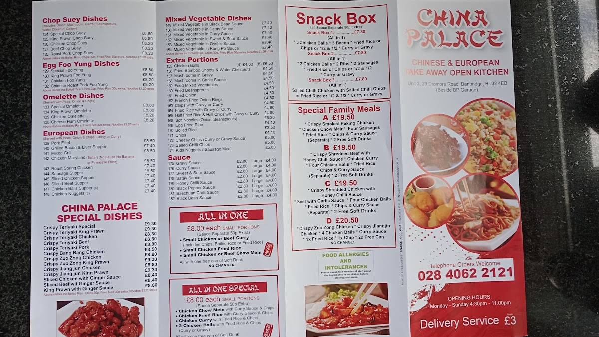 Menu at China Palace fast food, Banbridge