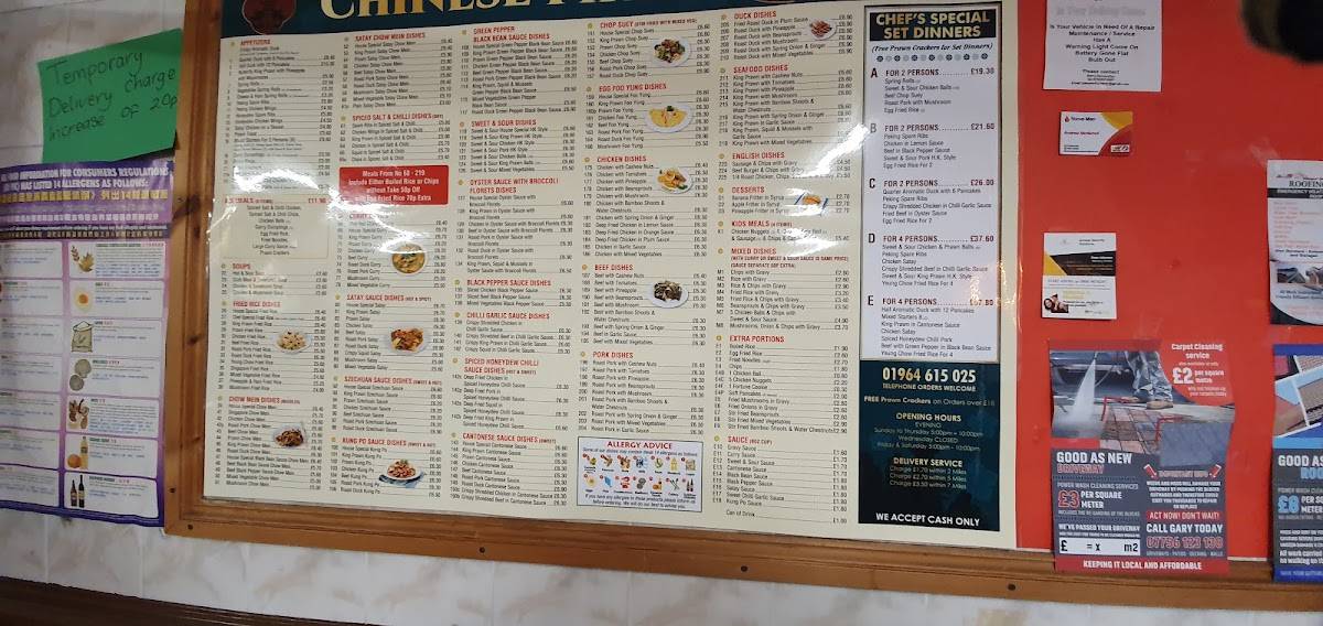 Menu at Chinese First fast food, Withernsea