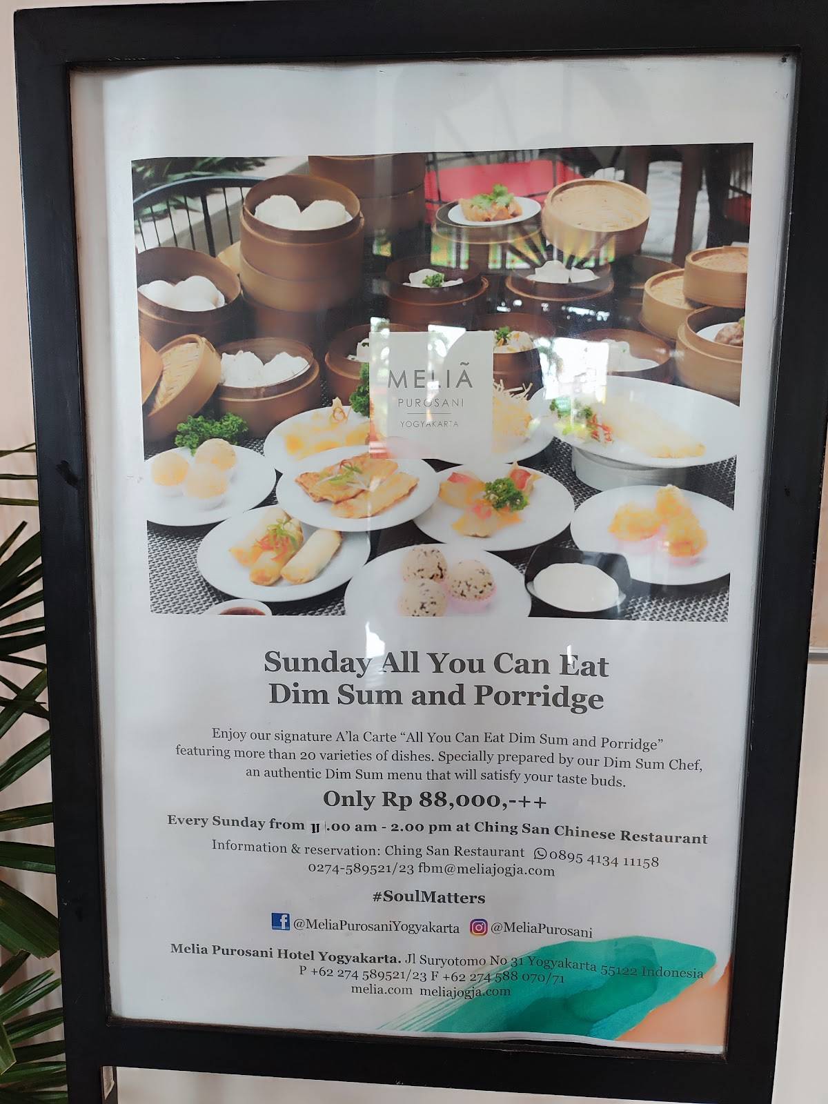 Menu at Ching San restaurant, Yogyakarta, Meliá Purosani Yogyakarta
