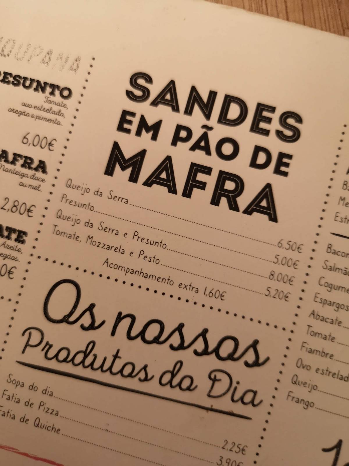 Menu em Choupana Caffé café, Lisboa, Av. da República 25A