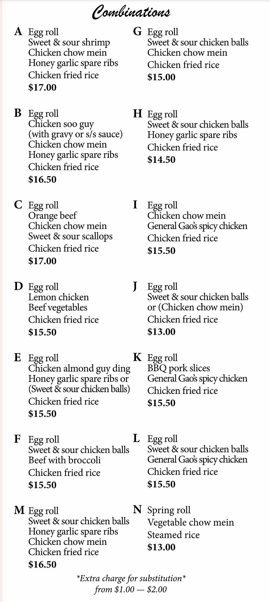 Menu at Chow Family Restaurant, Truro
