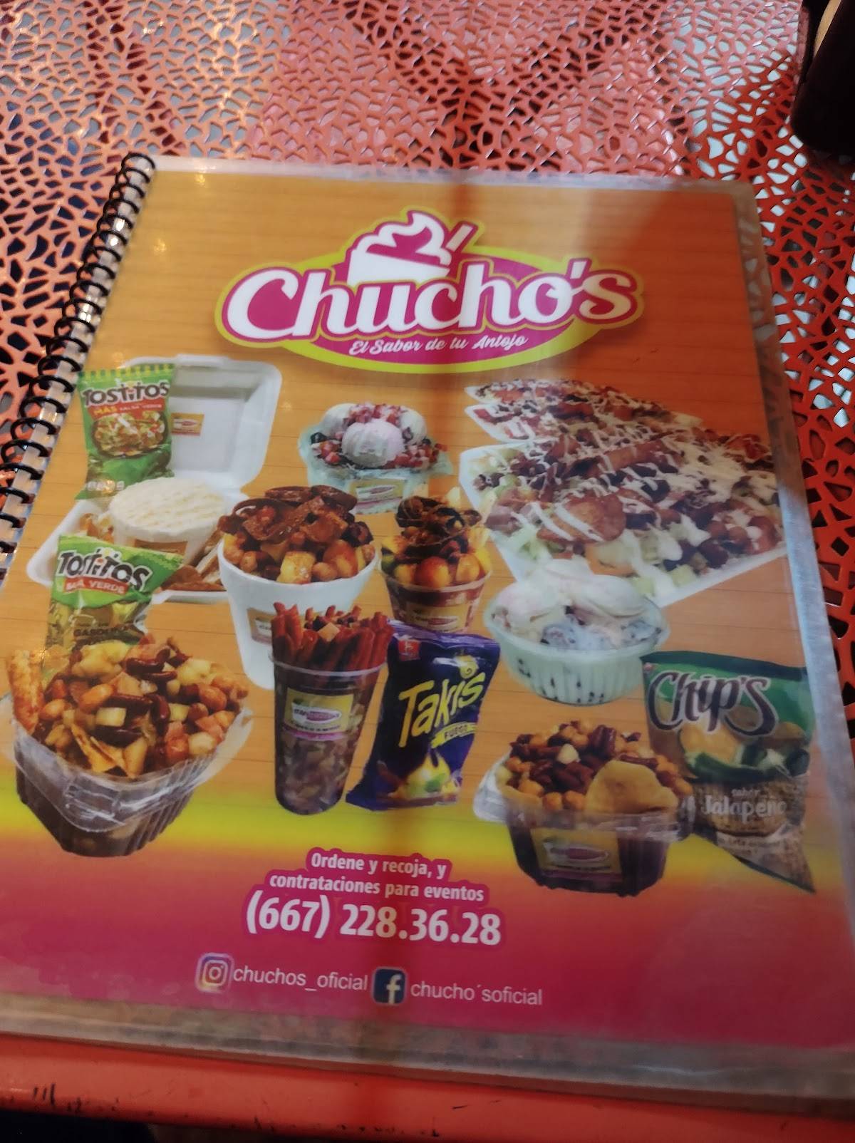 Carta del restaurante Chucho's oficial Maquio Clouthier, Culiacán Rosales