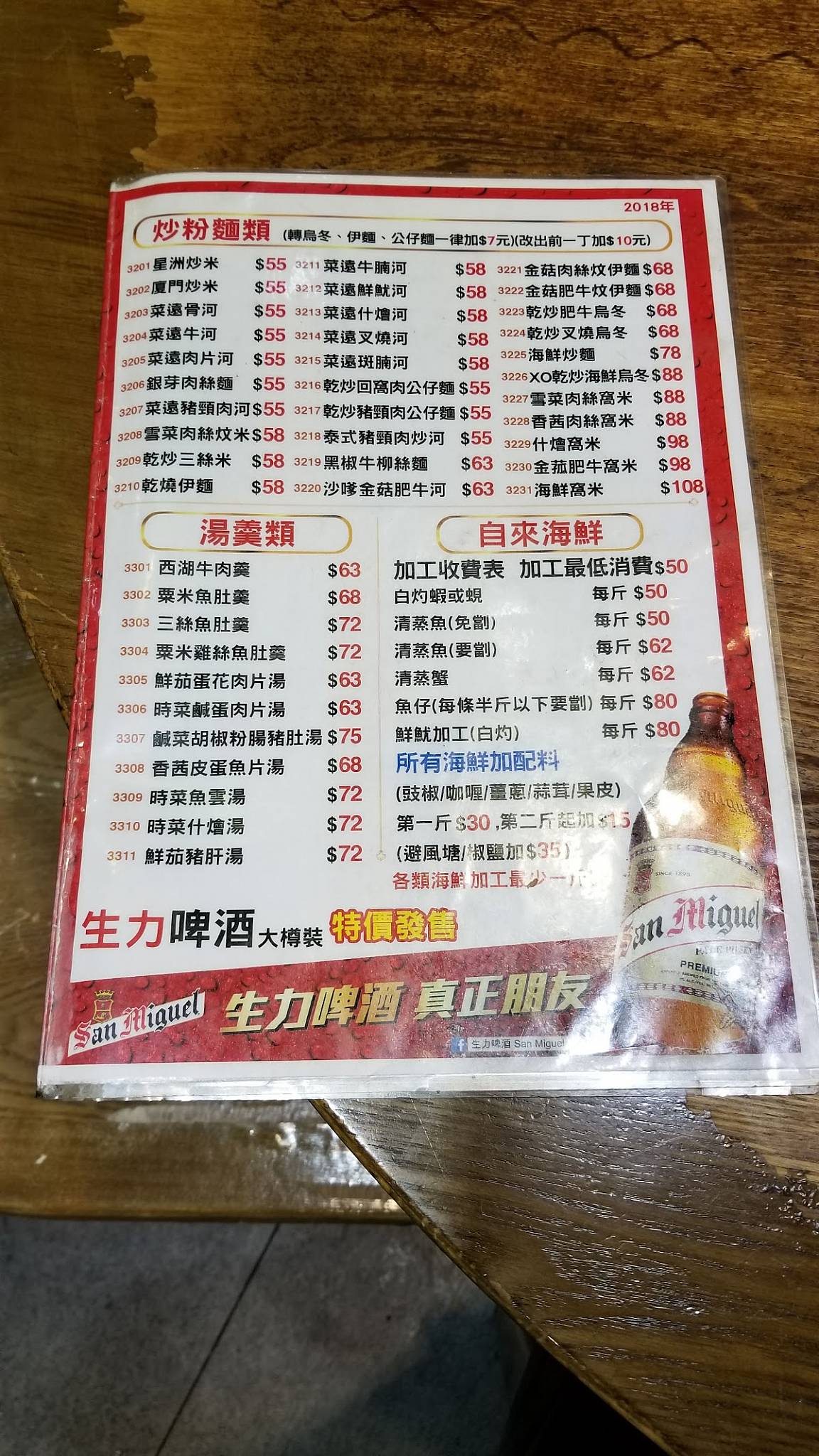 Menu at Chui Wo Lee Restaurant, Hong Kong
