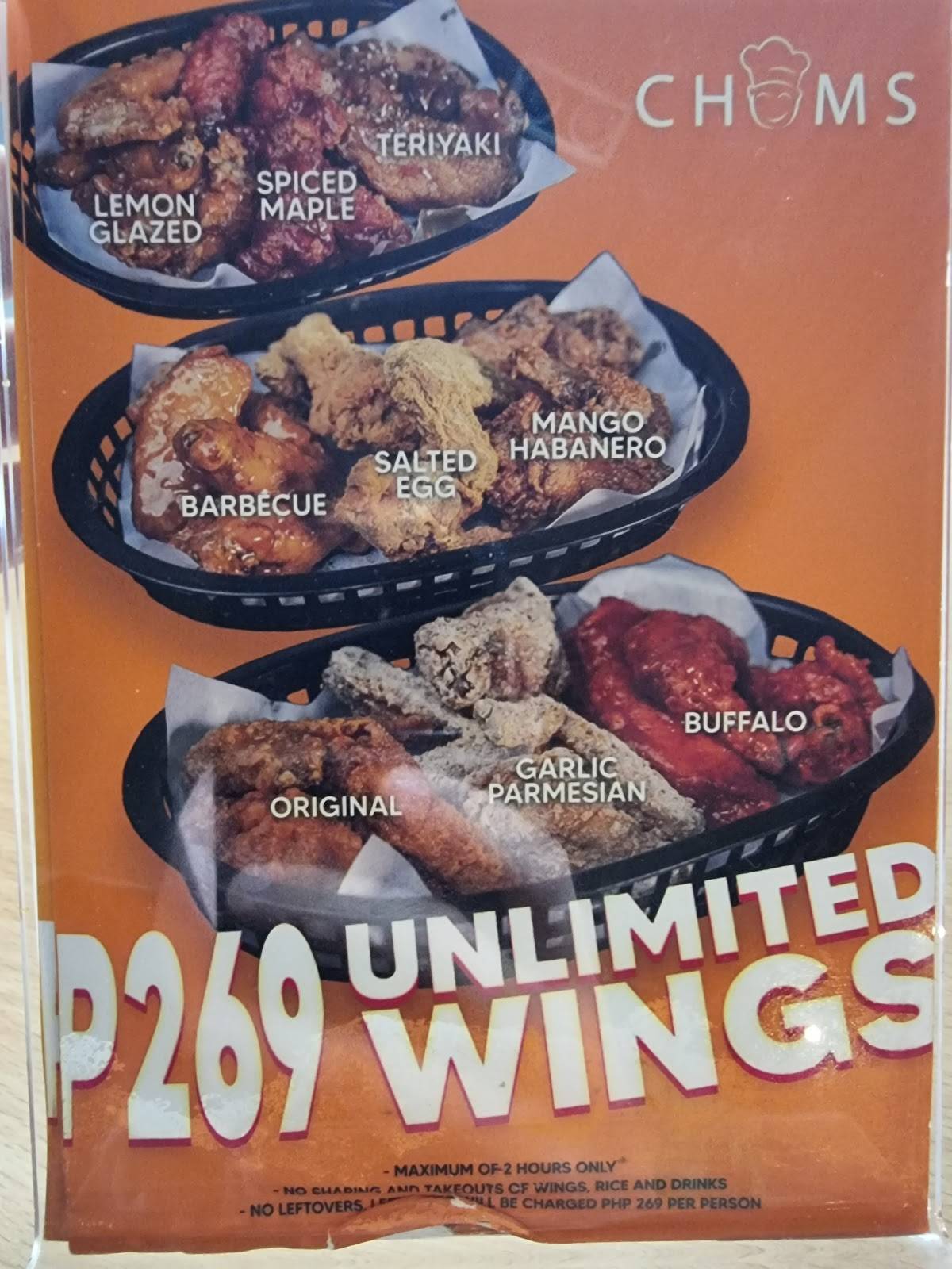 Menu at Chums Restaurant, General Trias