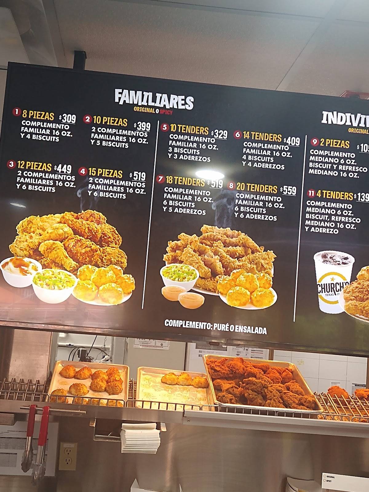 Carta del restaurante Churchs Texas Chicken Walmart Deportiva, Villahermosa