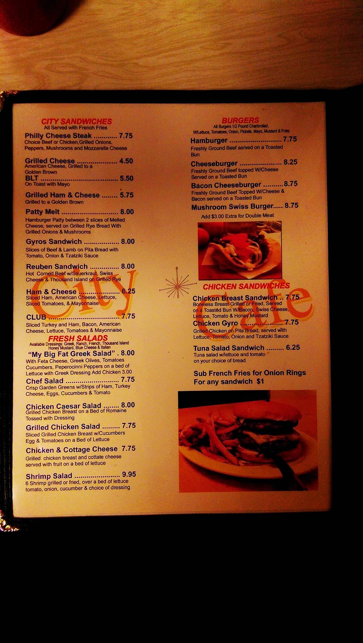 Menu at City Cafe, South Houston, 513 College Ave