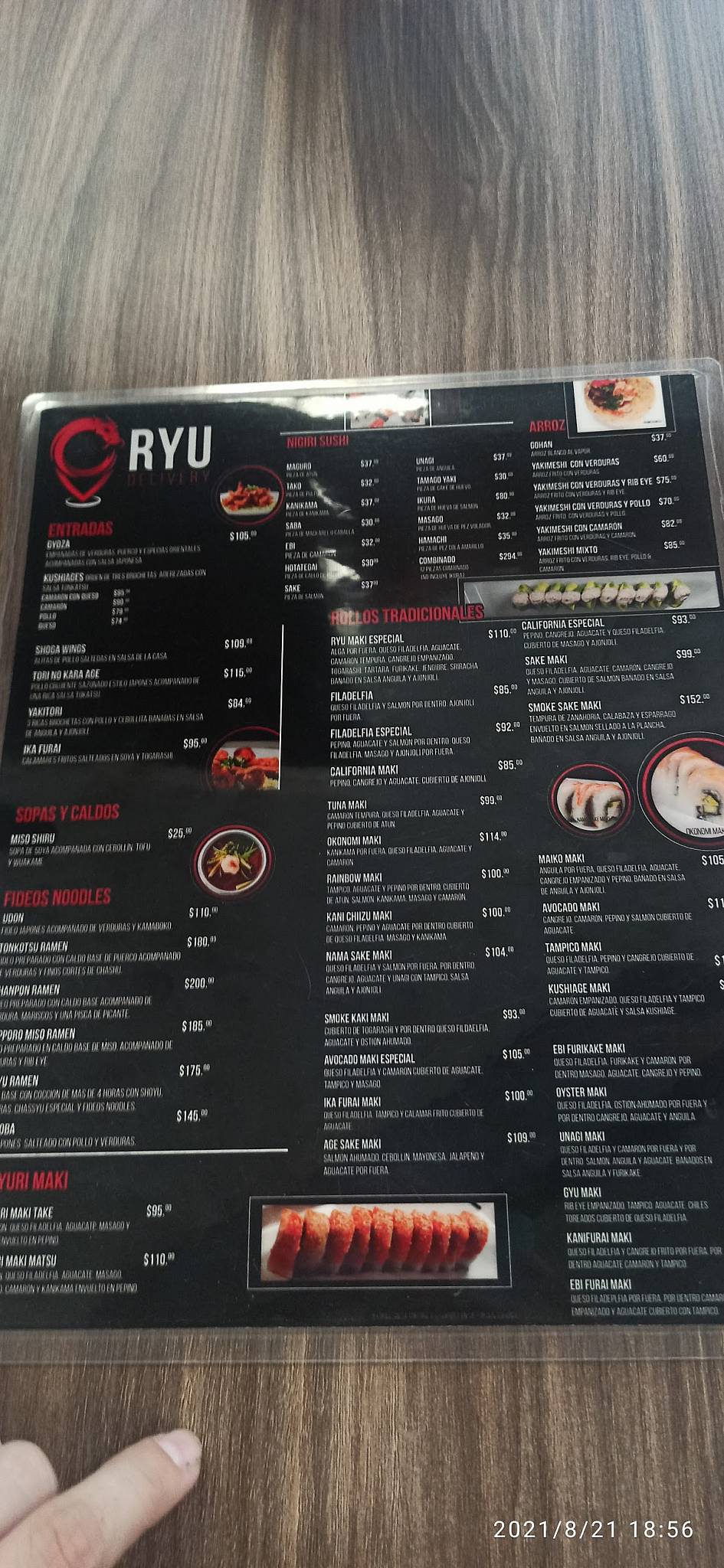 Carta del restaurante Ryu Ramen House Plaza Sendero, Ciudad Juarez