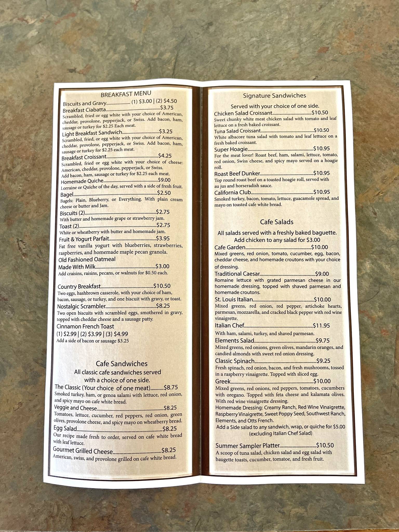 Menu at Clark Street Cafe & Bakery, Sullivan
