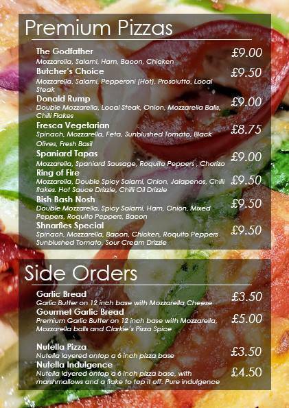Menu at Clarks Bakery, Dundee, Unit 3 Annfield Row