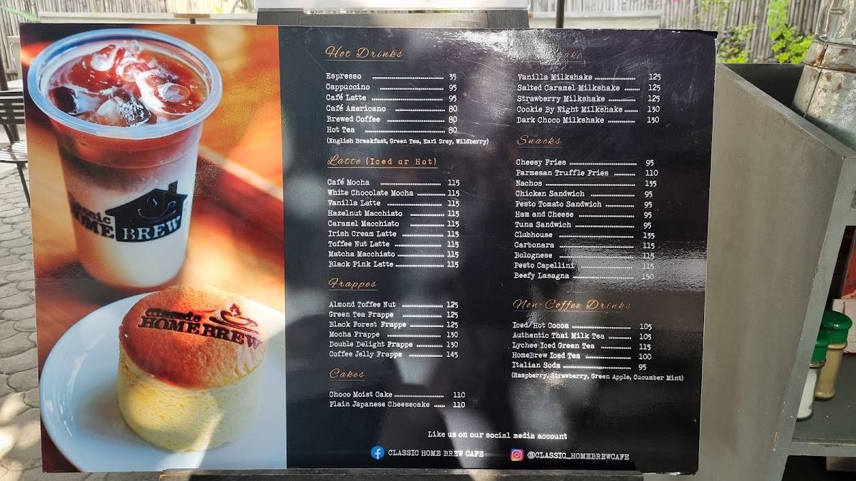 Menu at Classic Home Brew Cafe, Imus, 17 Castañeda St. Barangay Poblacion I-B