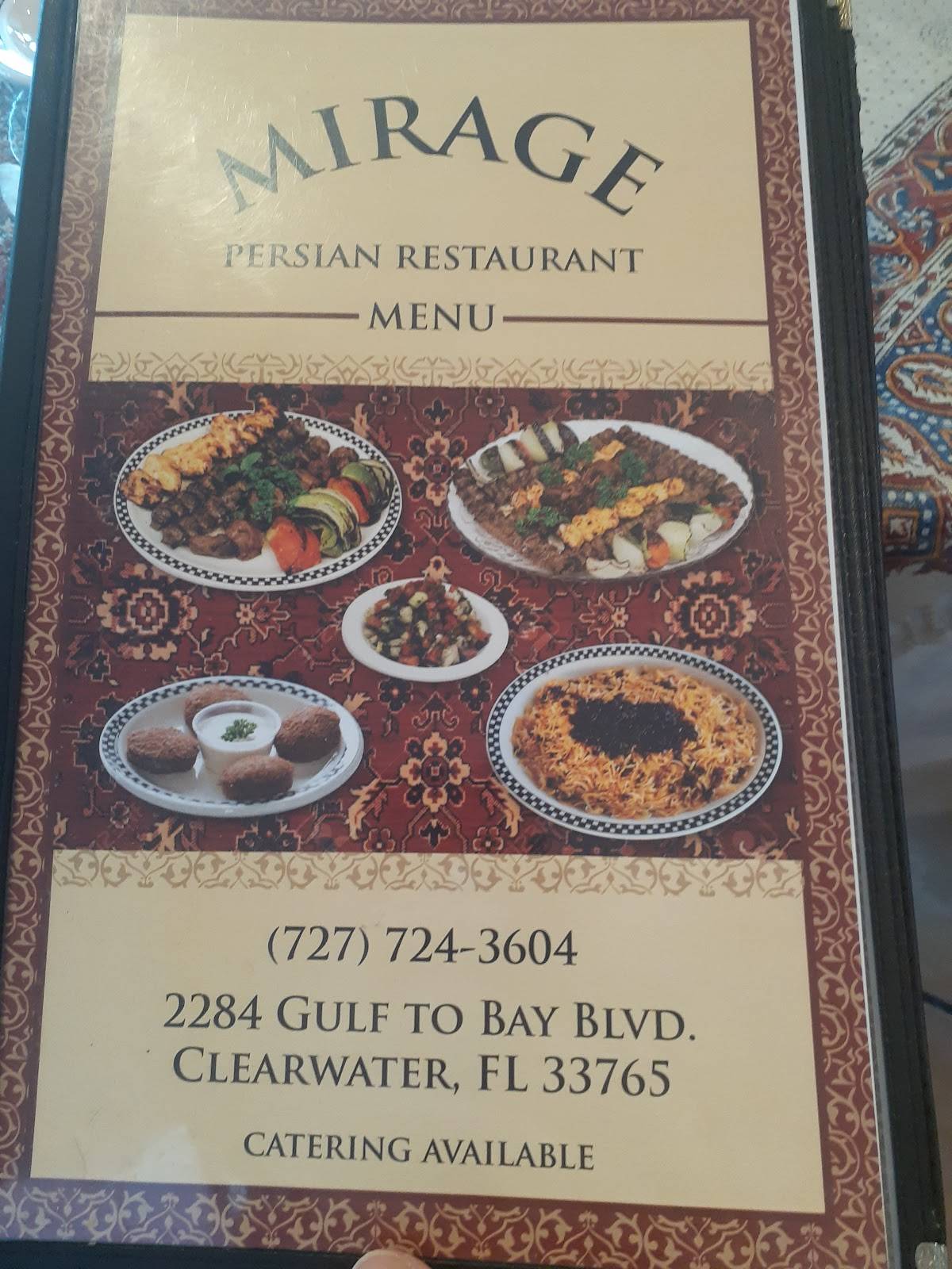 Menu at Mirage Restaurant, Clearwater, Gulf to Bay Blvd