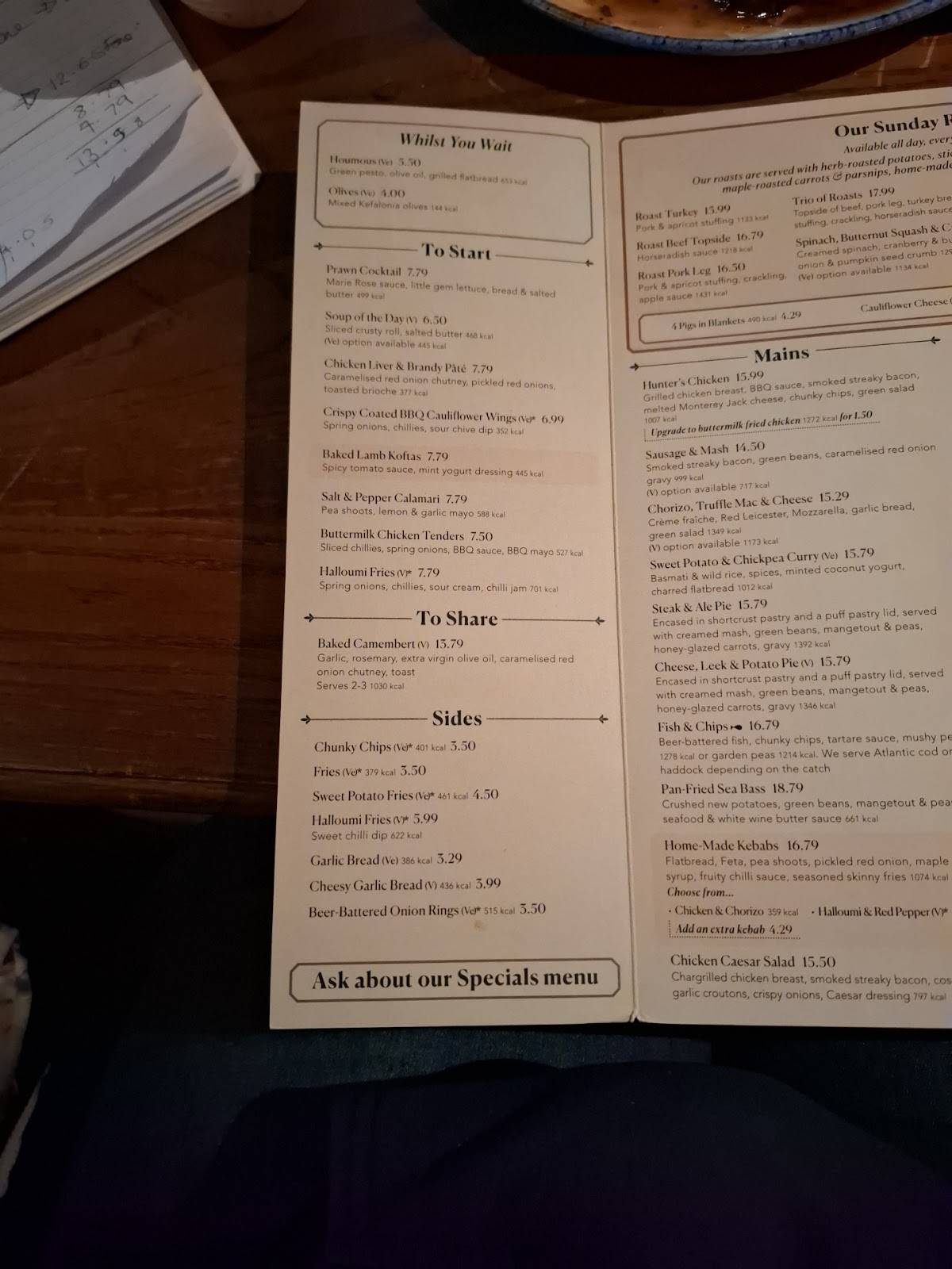 Menu at Clock Warehouse pub & bar, Derby
