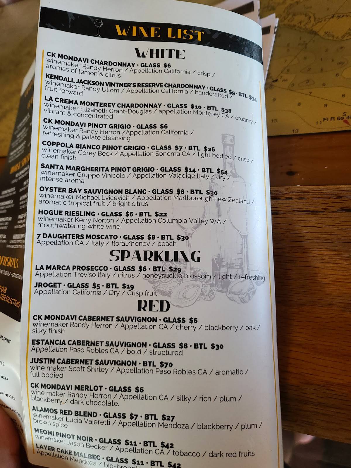 Menu at Cobb's Landing restaurant, Fort Pierce