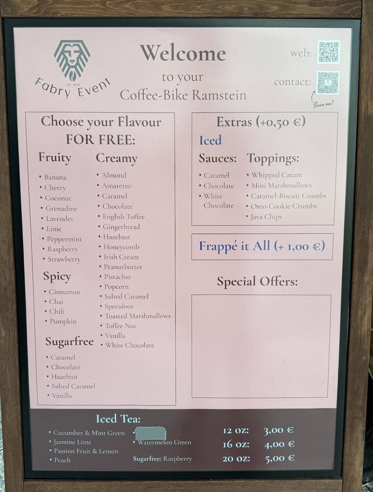 Speisekarte von Coffee-Bike, Ramstein-Miesenbach
