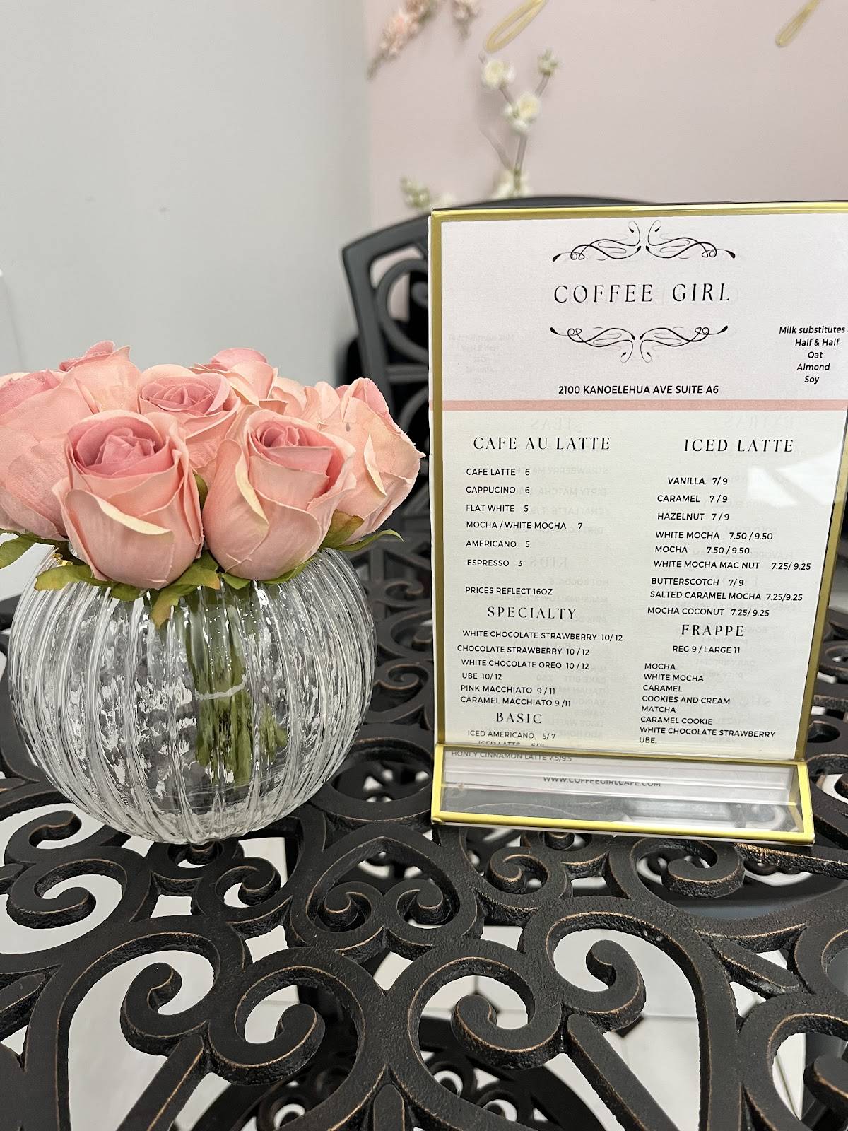 Menu at Coffee Girl cafe, Hilo