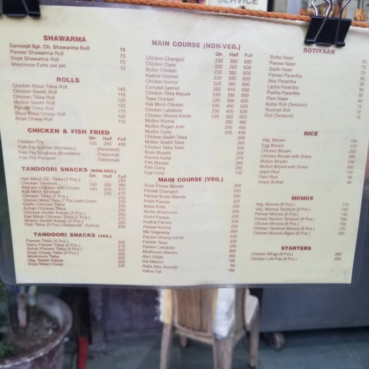 Menu at Concept Shawarma, New Delhi, 142 Defence Colony Flyover