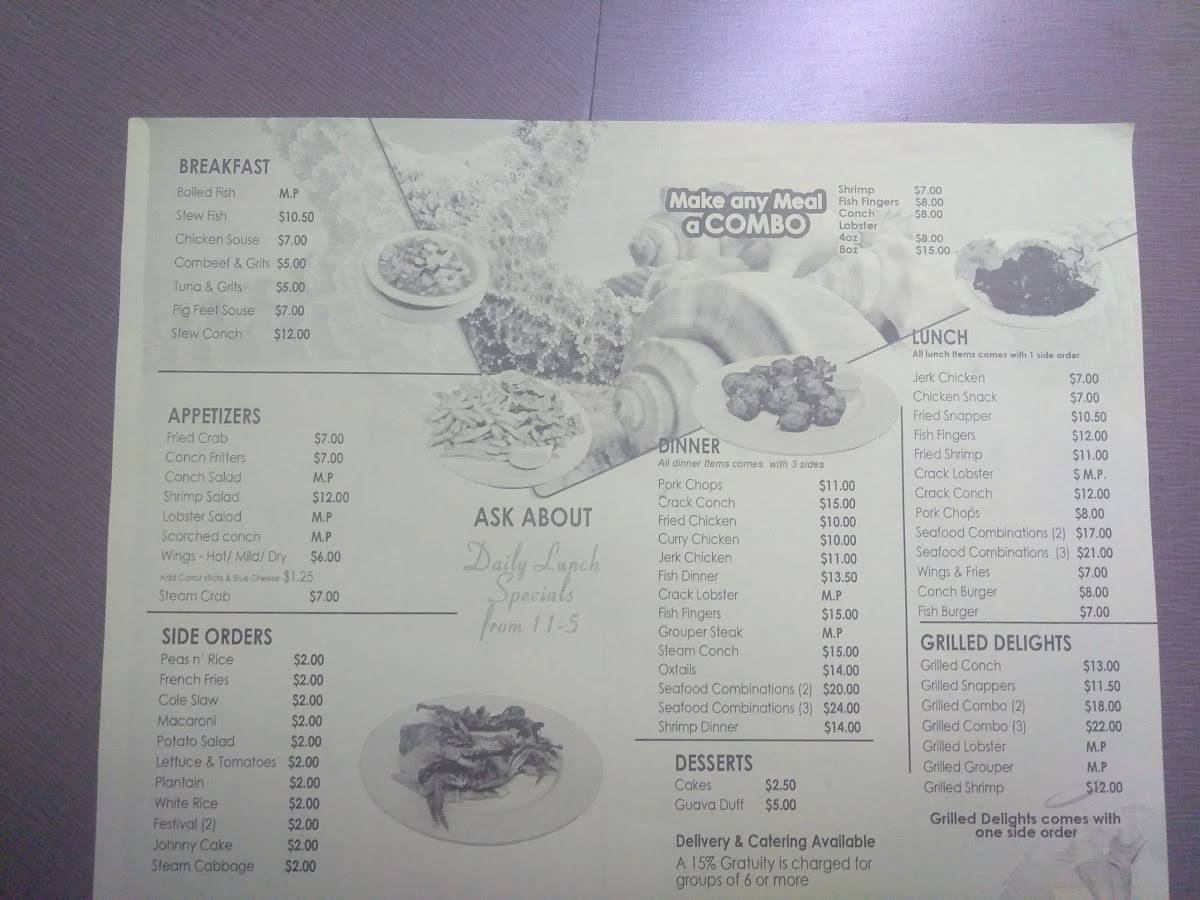 Menu at Conch Heaven restaurant, Miami, NW 27th Ave