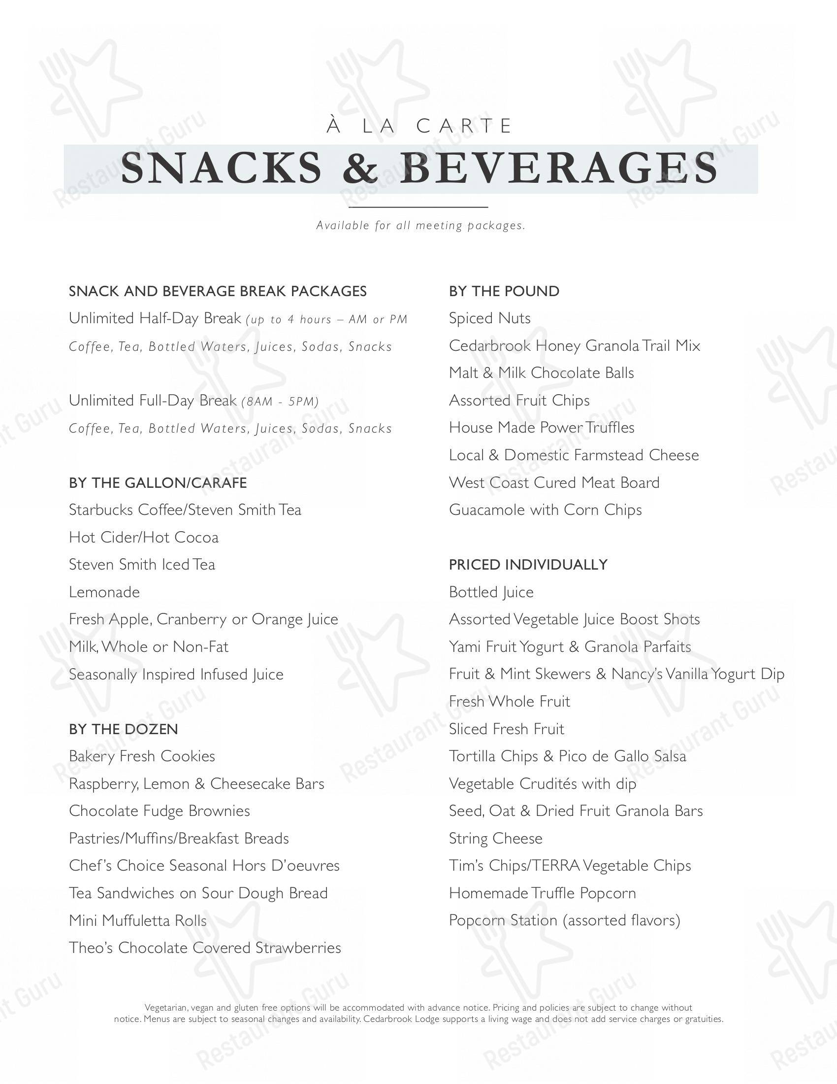 Menu at Copperleaf Restaurant & Bar, SeaTac