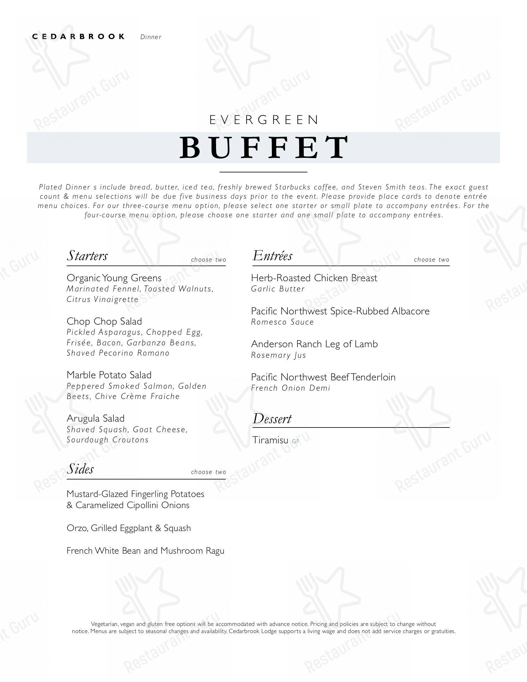 Menu at Copperleaf Restaurant & Bar, SeaTac