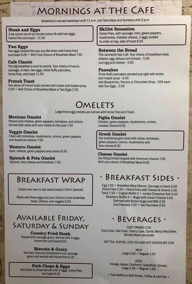 Menu at Corner Cafe Restaurant, Delaware