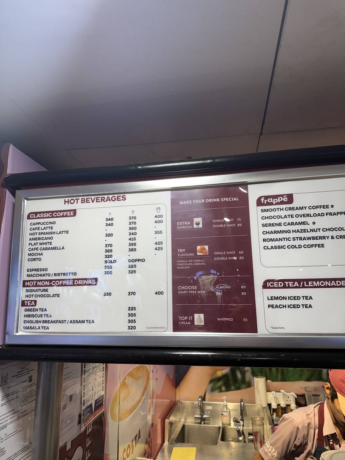 Menu at Costa coffee cafe, Jaipur, second floor
