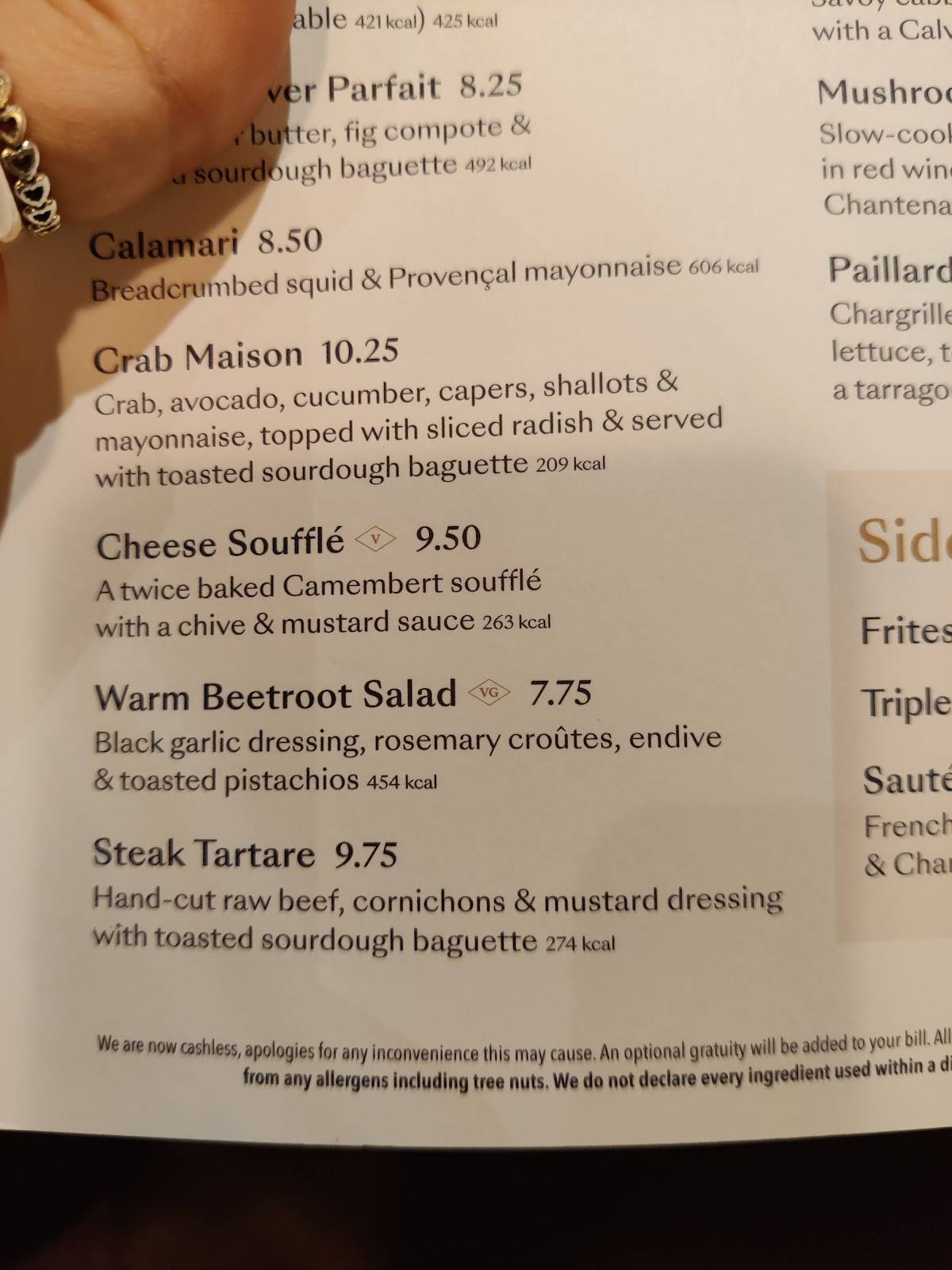 Menu at Côte Chichester restaurant, Chichester