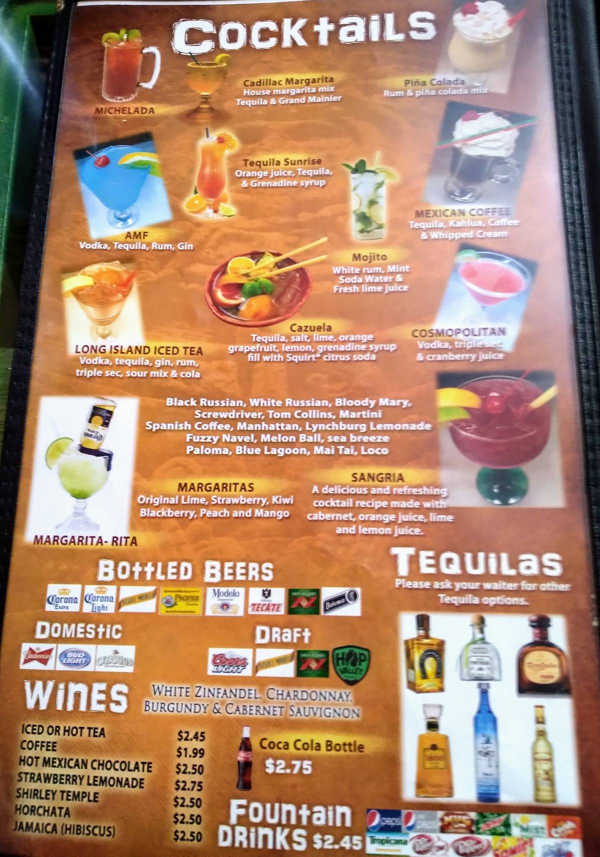 Menu at Sol Azteca Mexican Restaurant, Cottage Grove