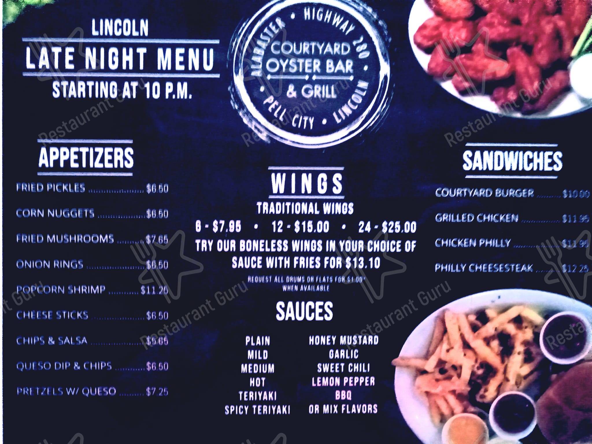 Menu at Courtyard Oyster Bar & Grill @ Lincoln, Lincoln
