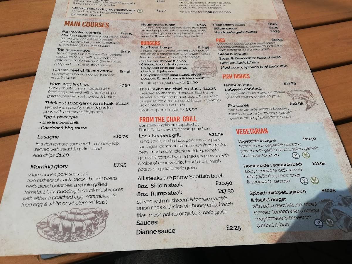 Menu at The Greyhound Inn pub & bar, Coventry