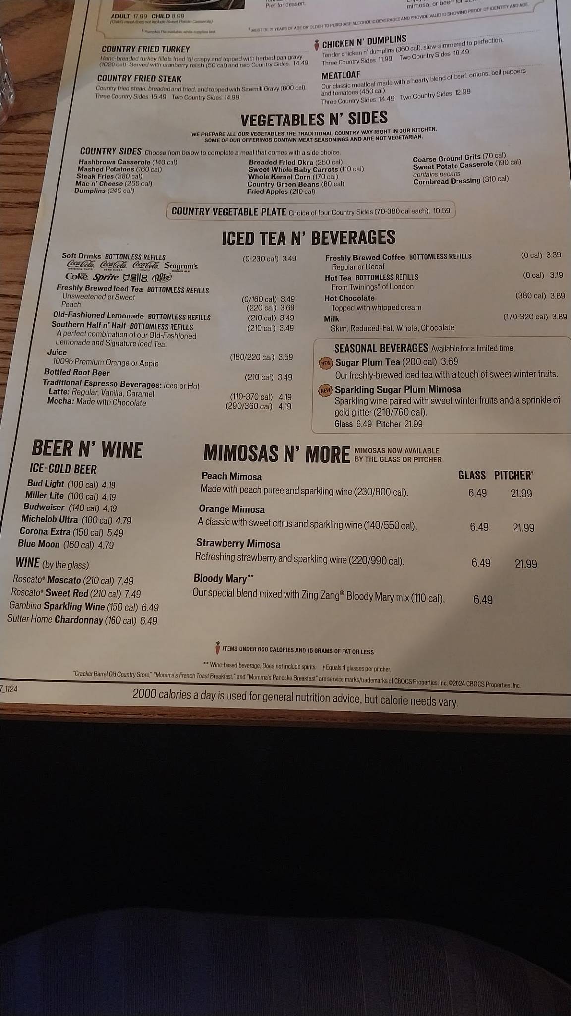 Menu at Cracker Barrel Old Country Store, Jacksonville, FL-16