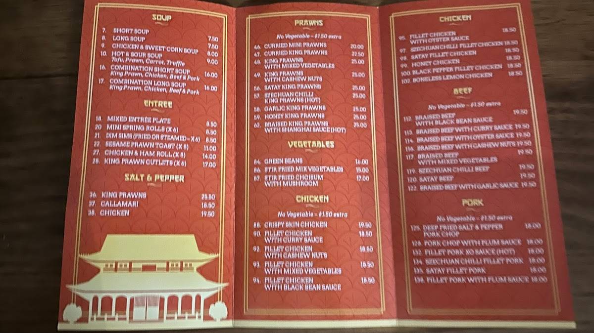Menu at New Fortune Palace restaurant, Penrith