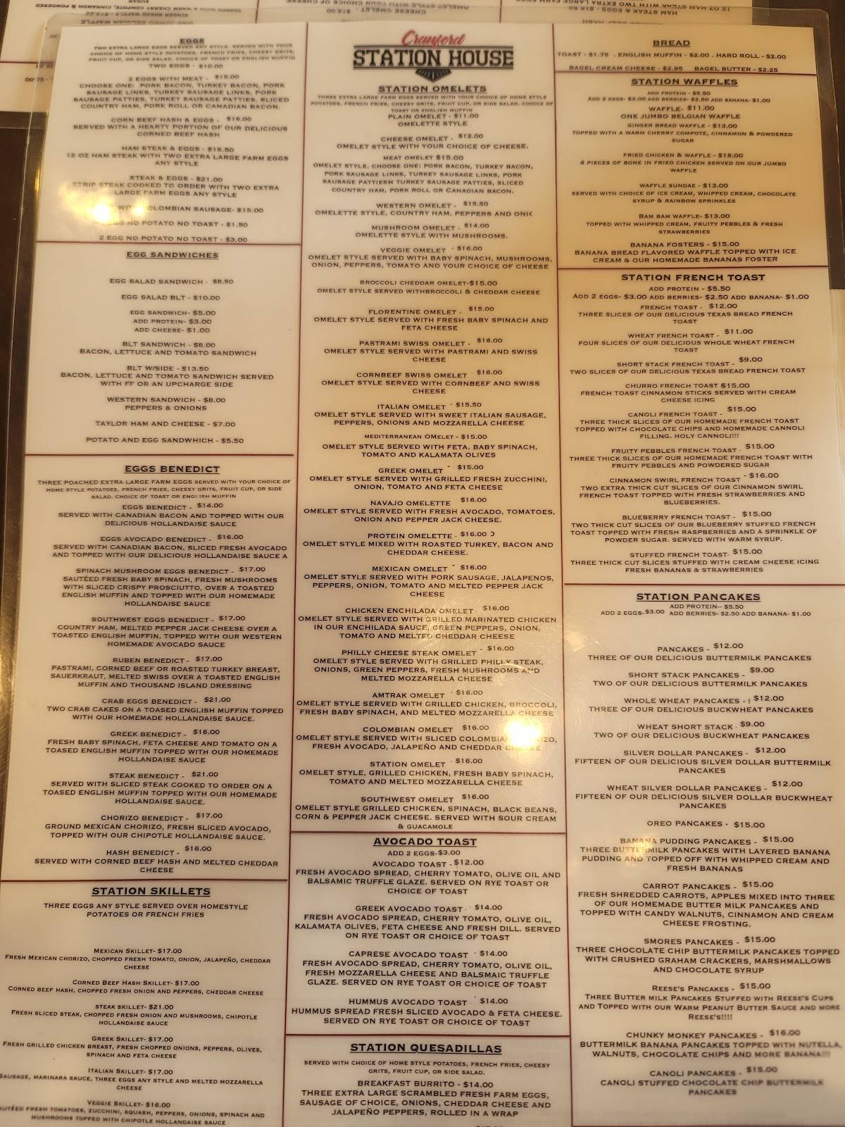 Menu at Cranford Station House restaurant, Cranford