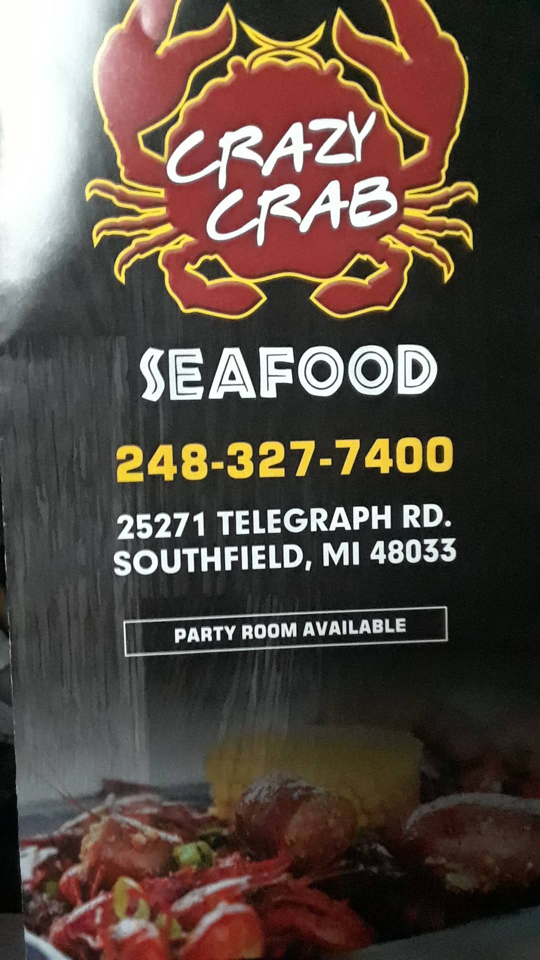 Menu at Crazy Crab restaurant, Southfield