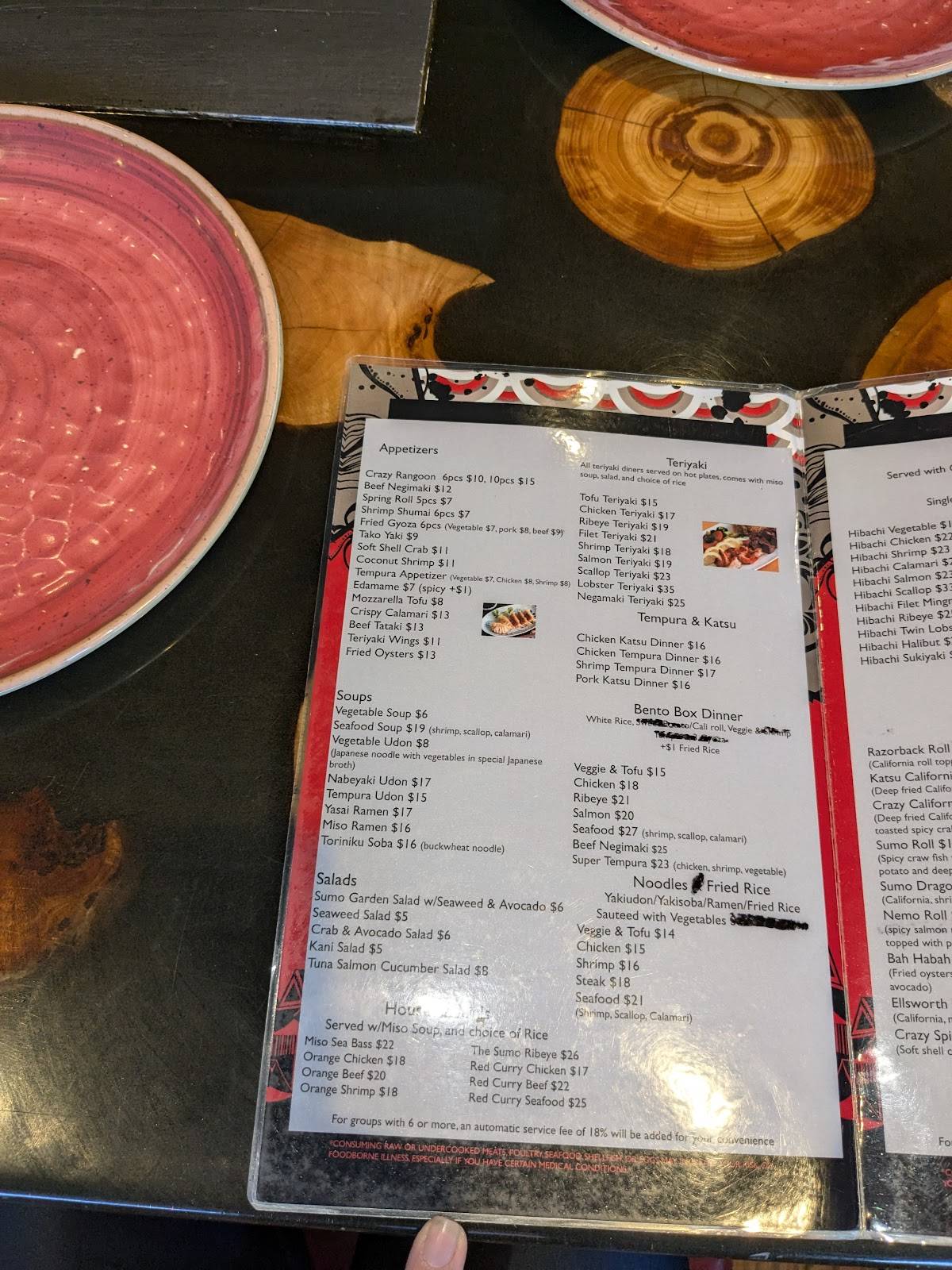 Menu at Crazy Sumo Ellsworth steakhouse, Ellsworth