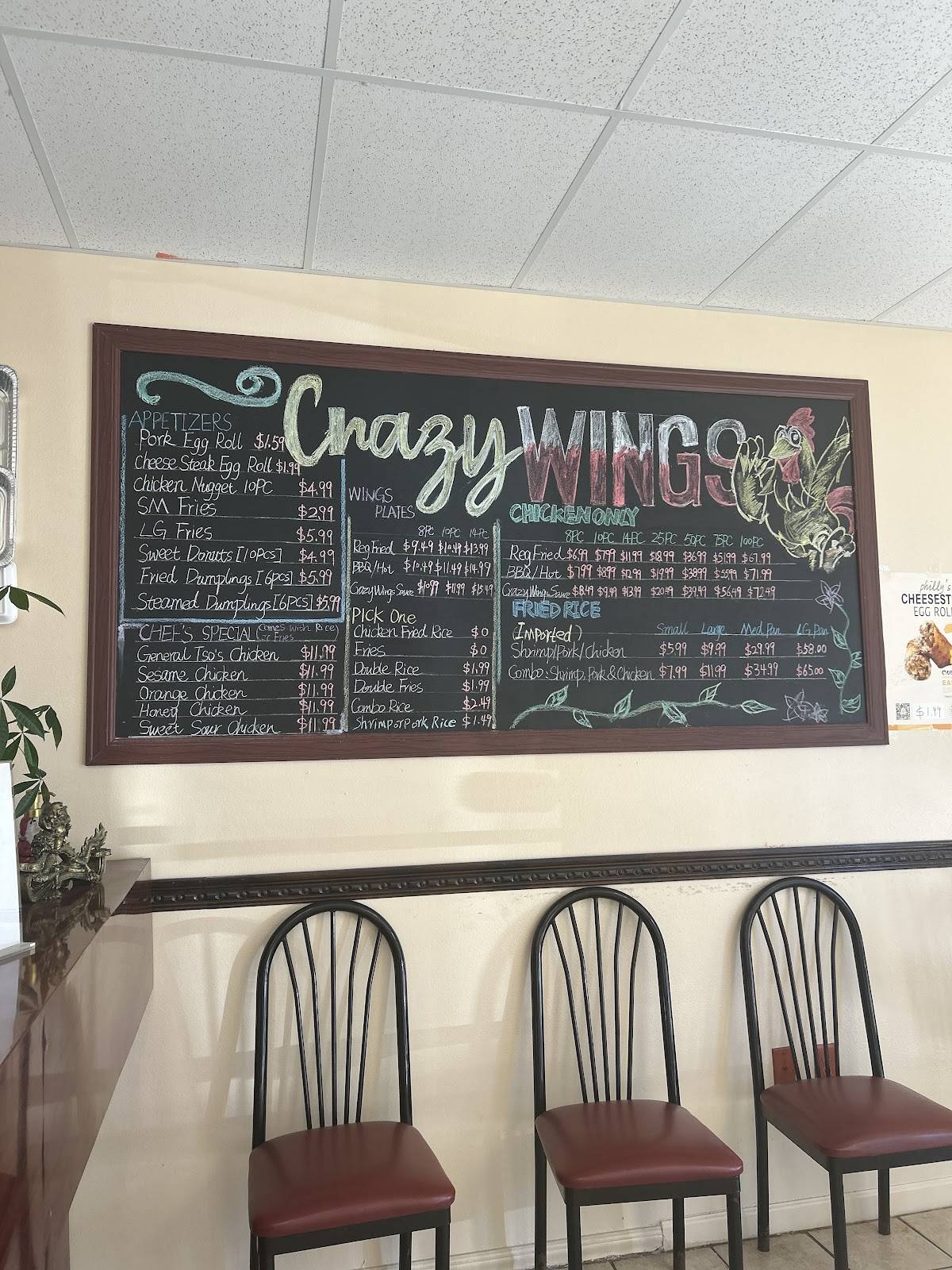 Menu at Crazy Wings restaurant, LaPlace