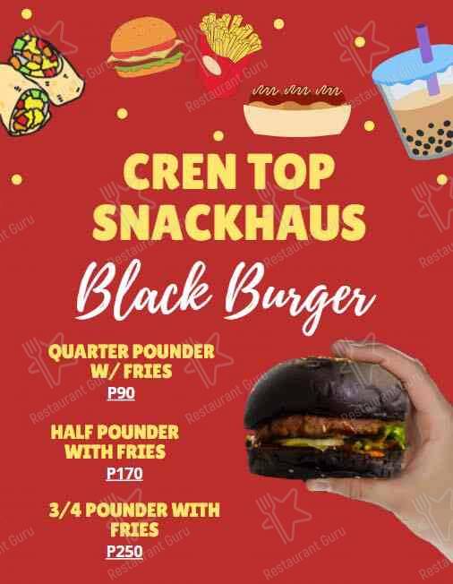 Menu at Cren Top restaurant, Quezon City