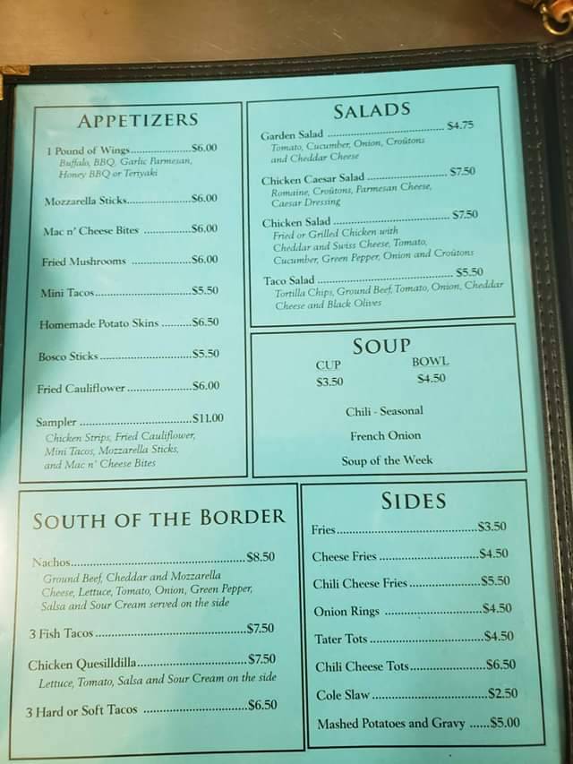 Menu at Crescent Lake Inn J & L pub & bar, Waterford Township