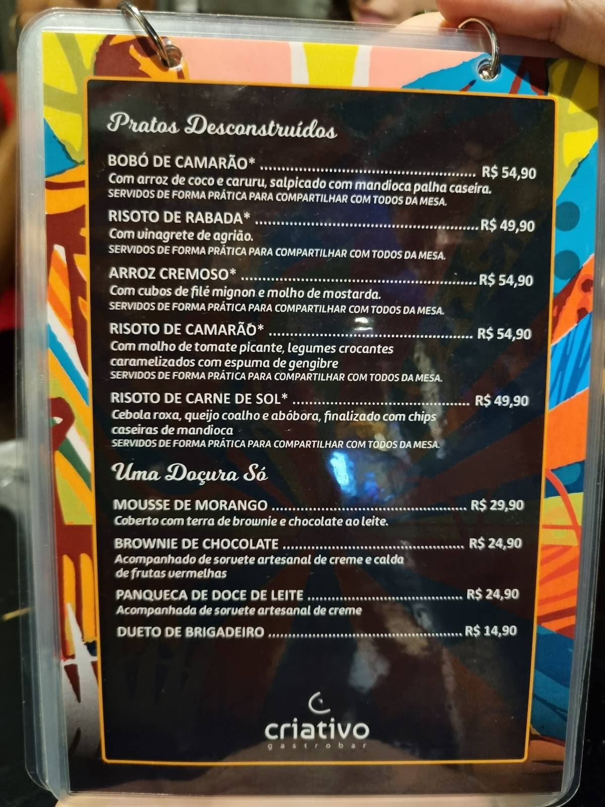 Menu em Criativo Gastrobar, Brasília