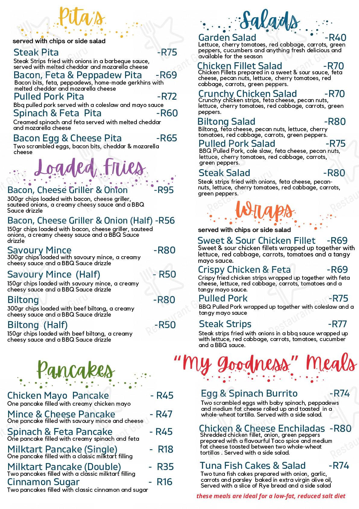 Menu at Cross Connections Coffee Shop, Sasolburg