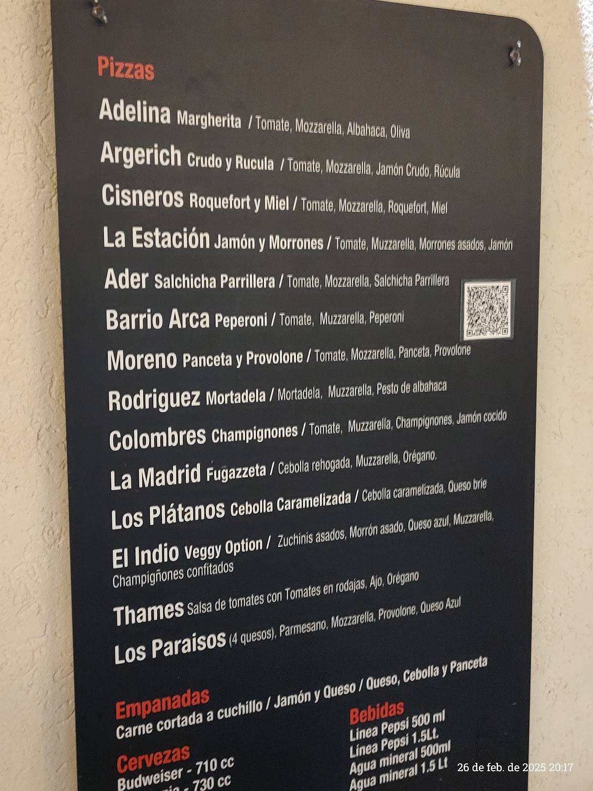 Carta del restaurante Crosta pizza, Villa Adelina
