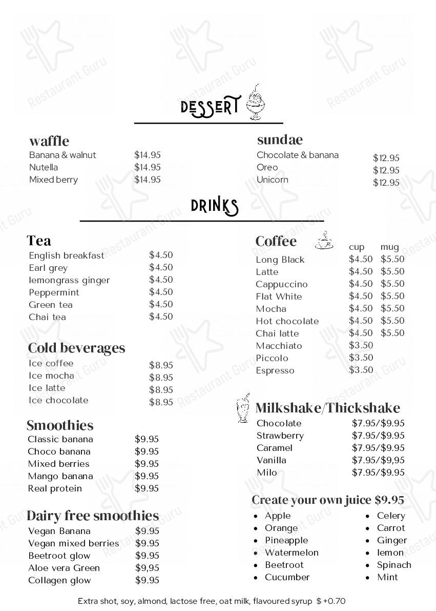 Menu at Crown Theatre Cafe, Crookwell