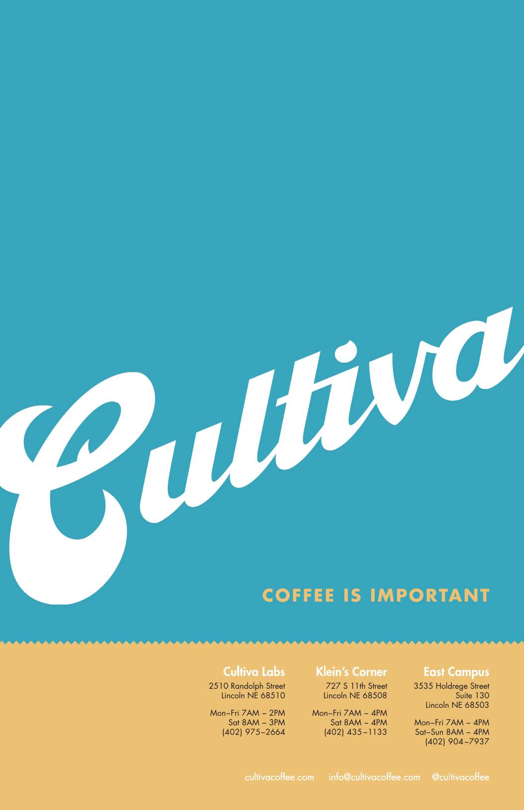 Menu at Cultiva Downtown cafe, Lincoln, 727 S 11th St