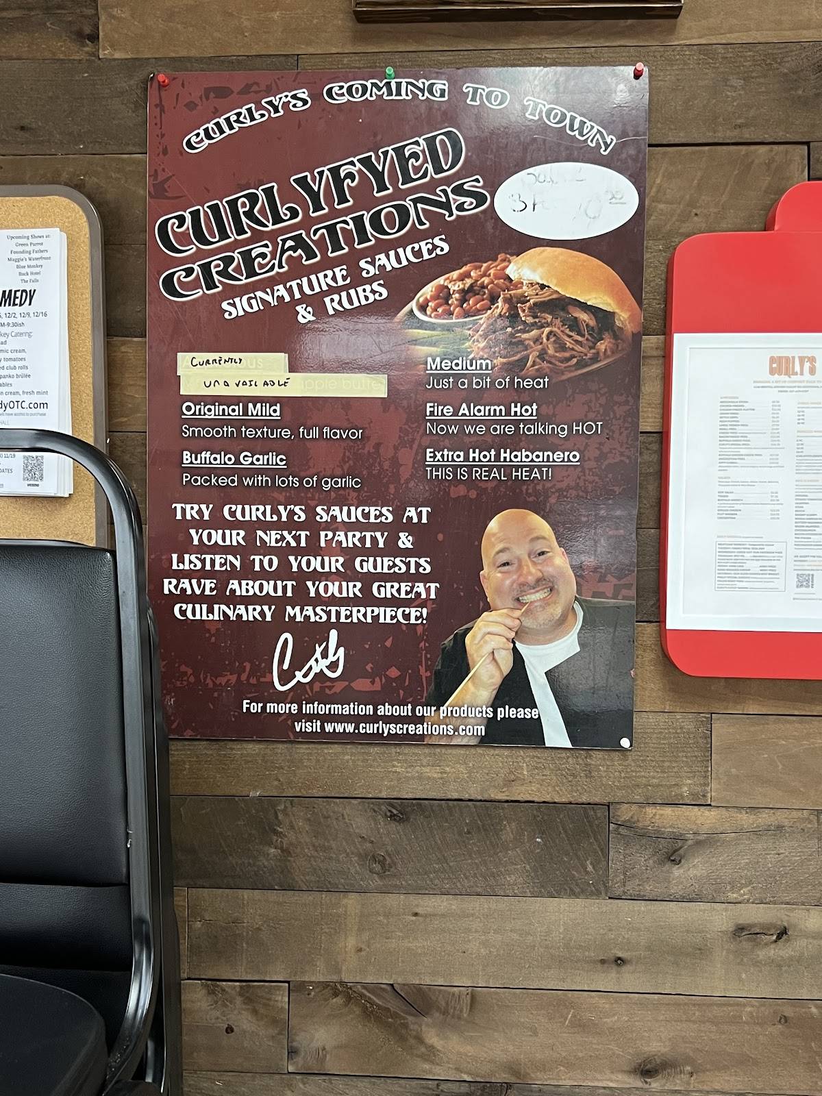 Menu at Curly’s Comfort Foods restaurant, Levittown