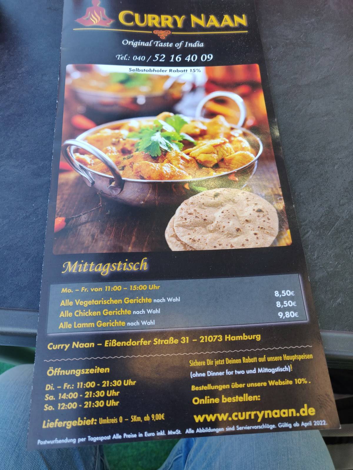 Speisekarte von Curry Naan restaurant, Hamburg