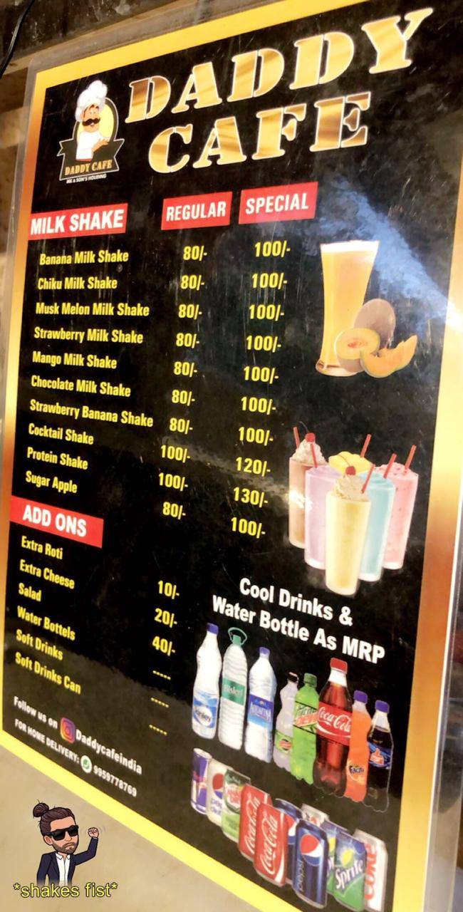Menu at DADDY CAFE HYDERABAD, Hyderabad